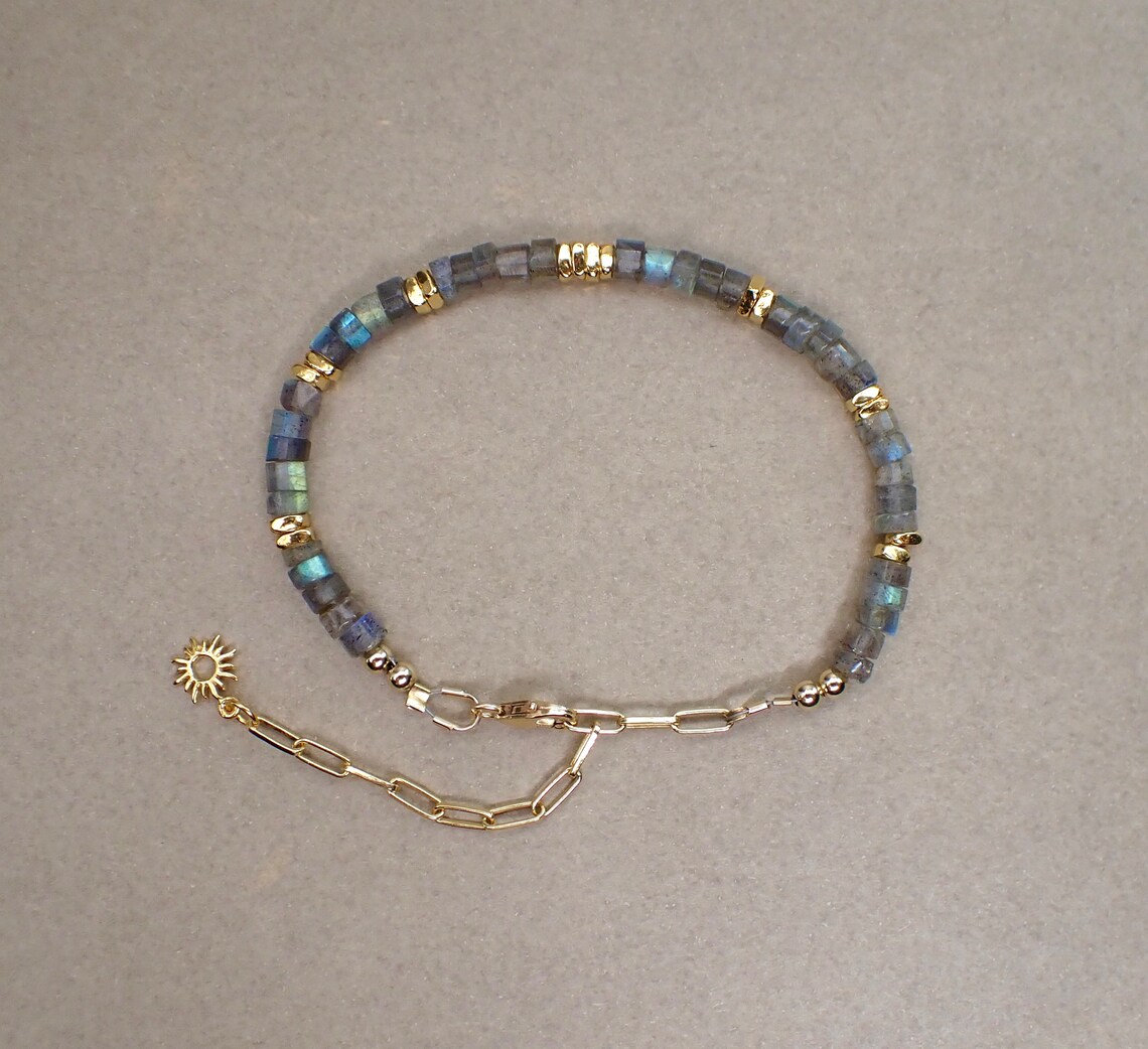 Gorgeous Labradorite and Gold Vermeil Hill Tribe Bracelet - Etsy
