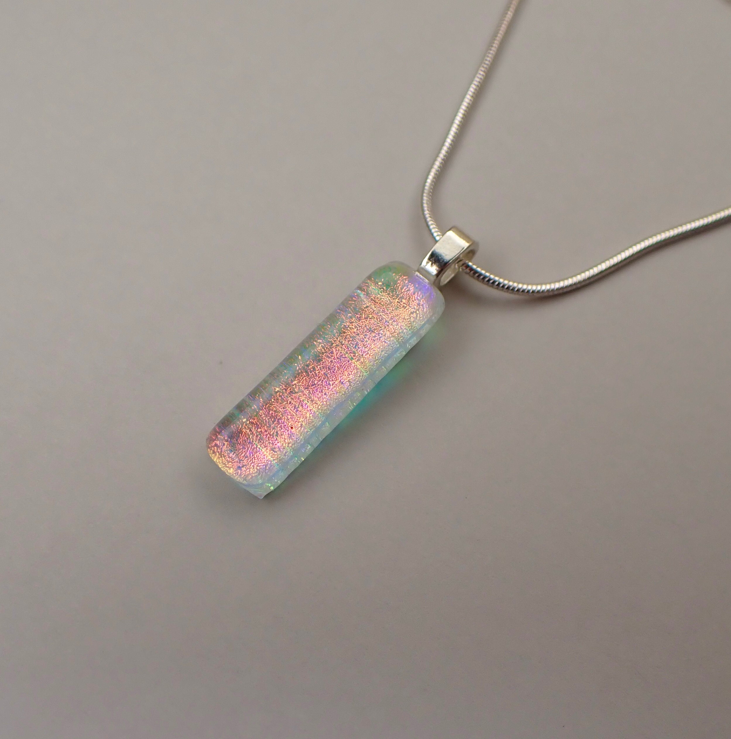 Pink and Gold Dichroic Fused Glass Pendant Dichroic Fused Glass Jewelry ...