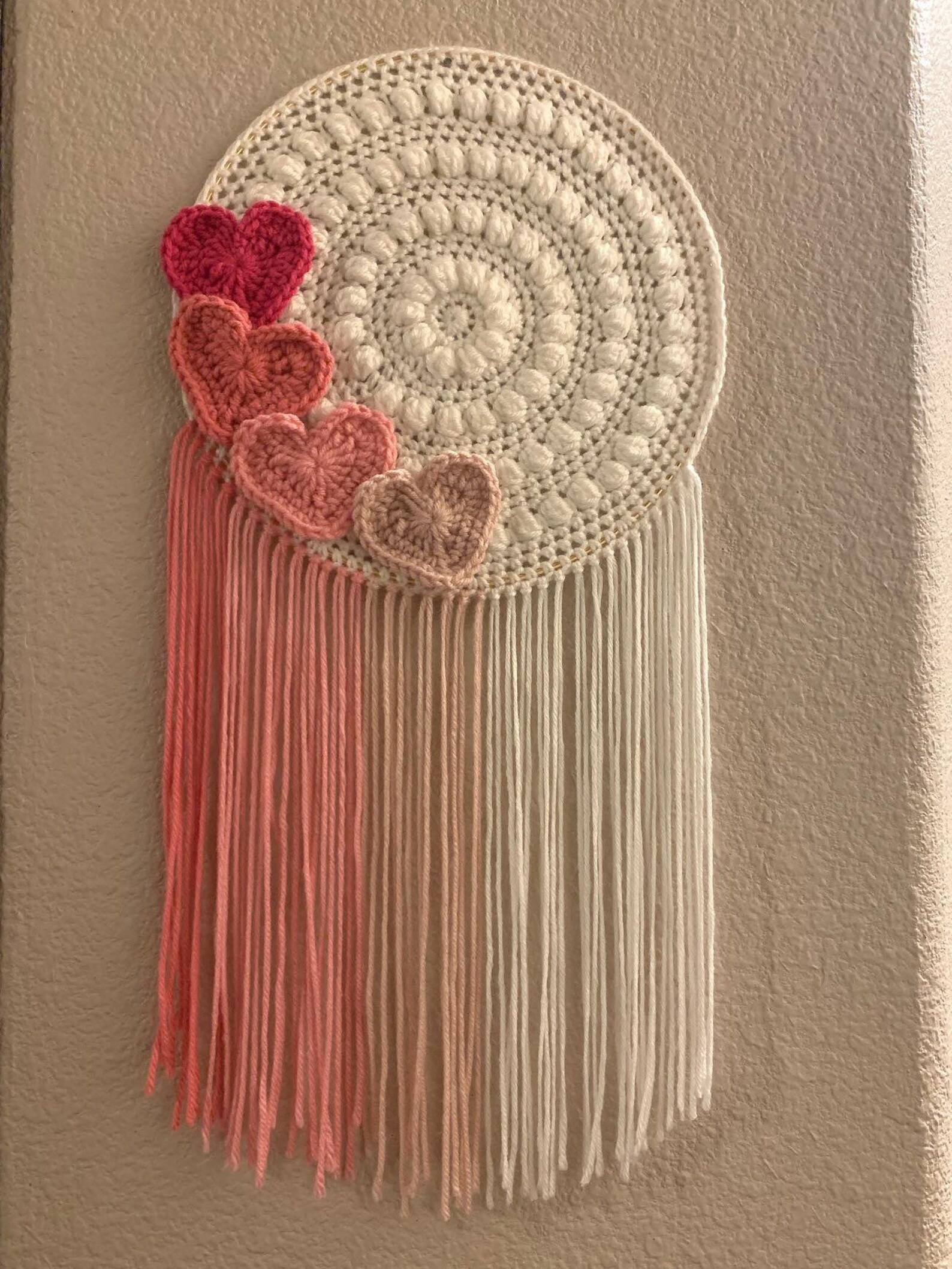 Handmade Crocheted Wall Decor || Dreamcatcher || Valentines Day Decor ...