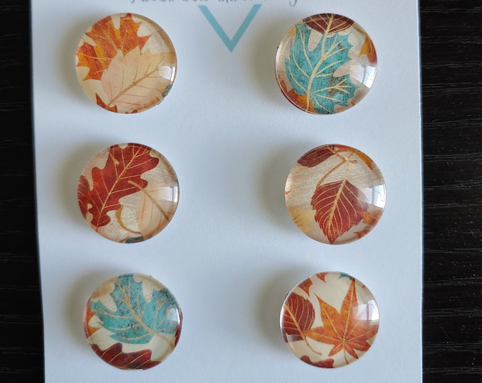 Leaf Magnets or Leaf Pins - 1 Inch Fall Leaves Magnet Set, Autumn ...