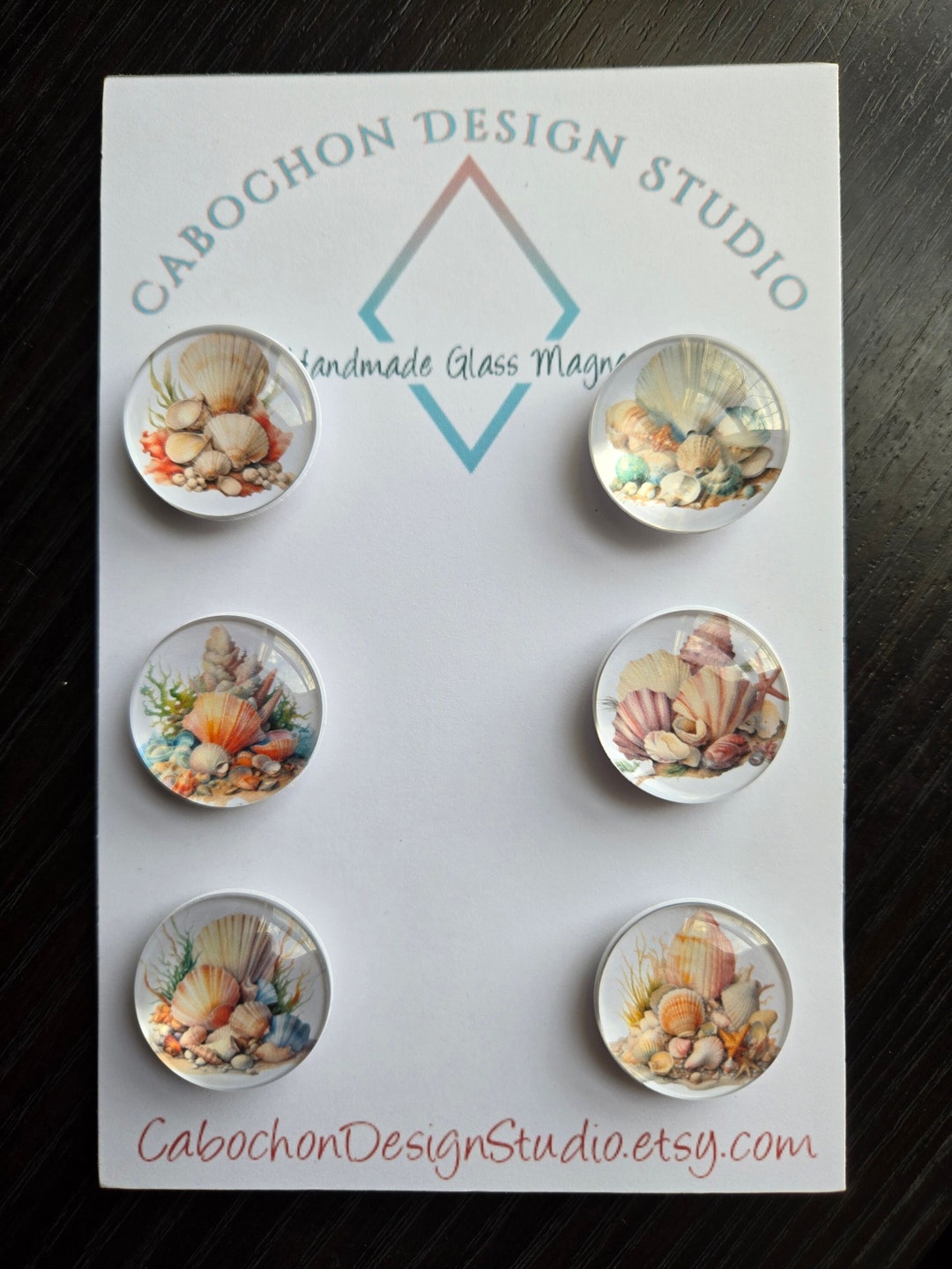 Seashell Magnets, Bookmark, Necklace, Glass, Cabochon, Fridge Magnets ...