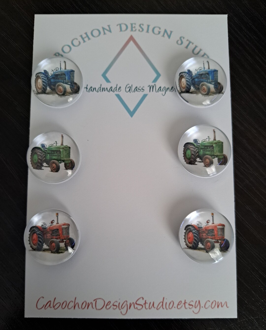 Farm Tractor Magnets, Glass, Cabochon, Fridge Magnets, Home Decor, Gift ...