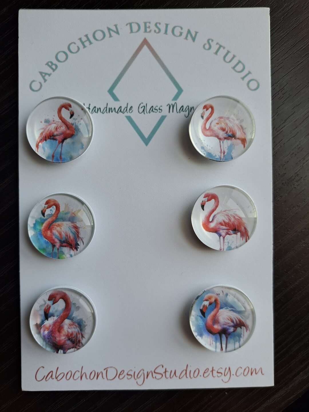 Watercolor Flamingo Magnets, Glass, Cabochon, Fridge Magnets, Home ...