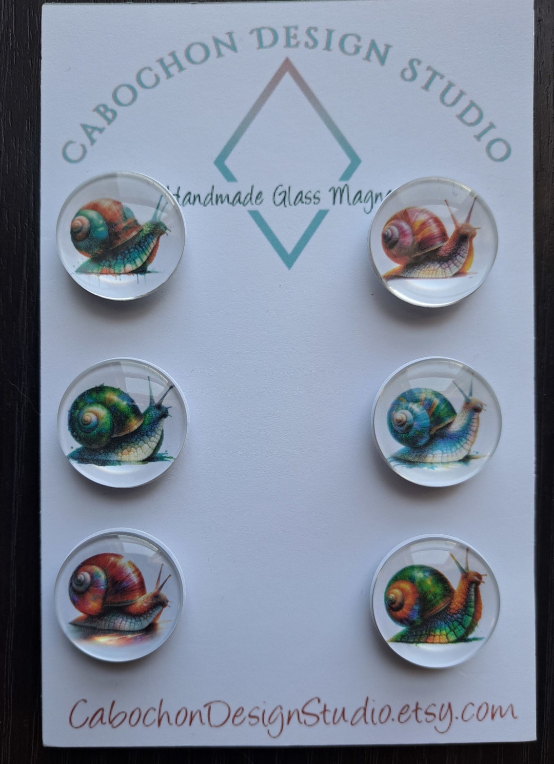 Snail Magnets, Button Pin, Glass, Cabochon, Fridge Magnets, Home Decor ...