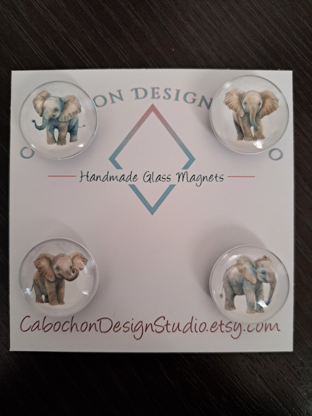 Baby Elephant Magnets, Button Pin, Glass, Cabochon, Fridge Magnets ...