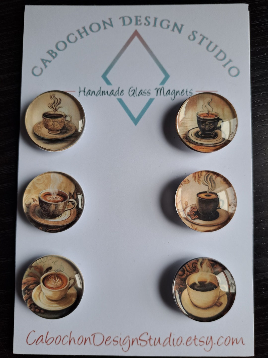 Coffee Magnets, Vintage Style, Button Pin, Glass, Cabochon, Fridge ...