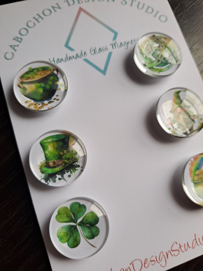 St. Patrick's Day Magnets, Glass, Cabochon, Fridge Magnets, Home Decor ...