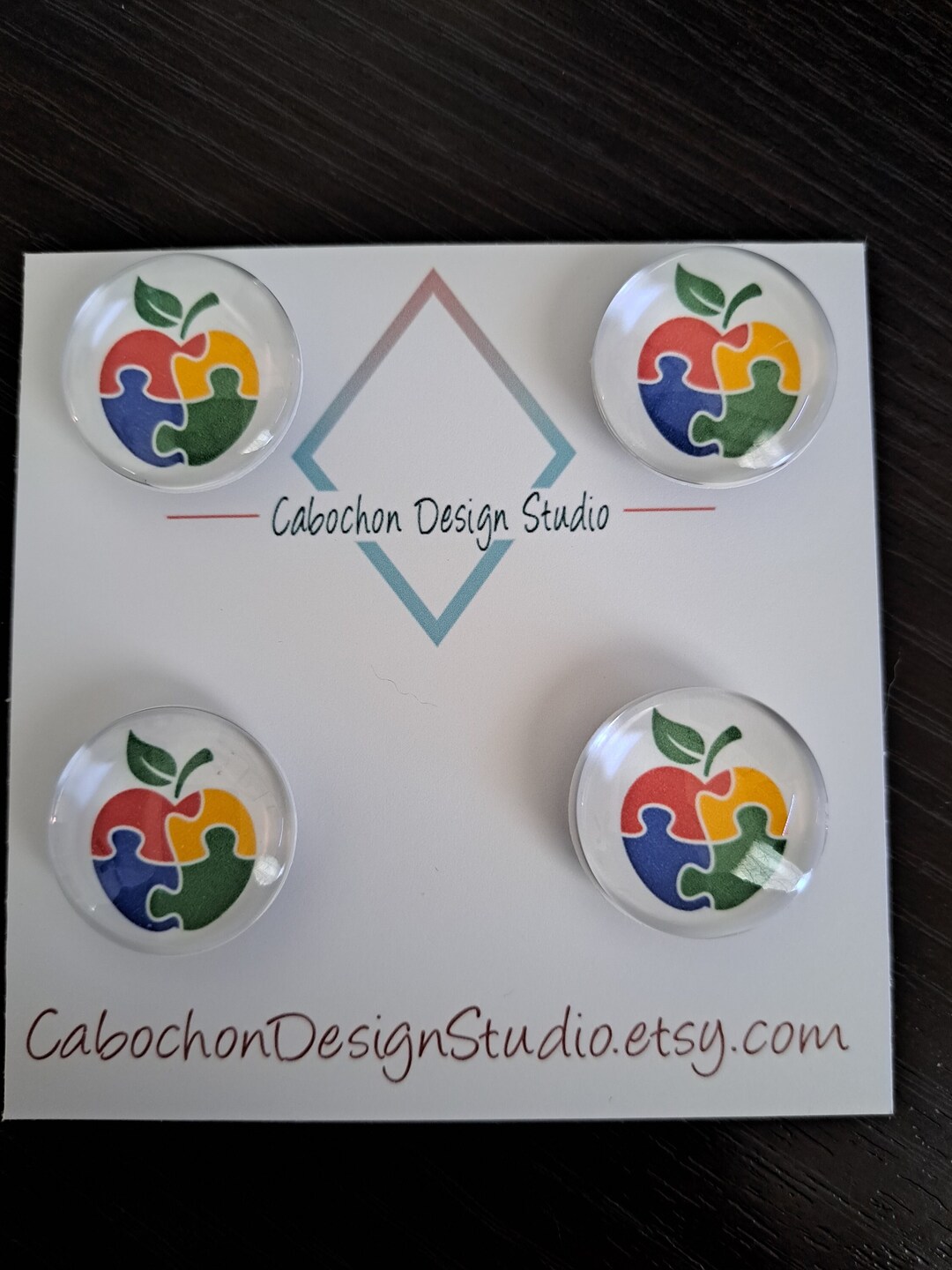 Autism Apple Magnets, Keychain, Glass, Cabochon, Fridge Magnets, Home ...