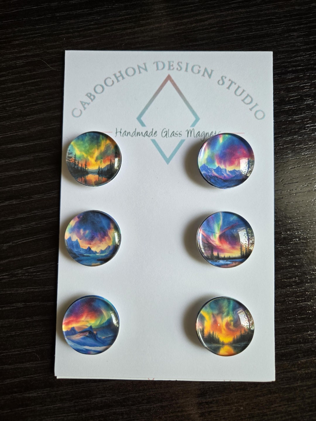 Northern Lights Magnets, Button Pin, Glass, Cabochon, Fridge Magnets ...