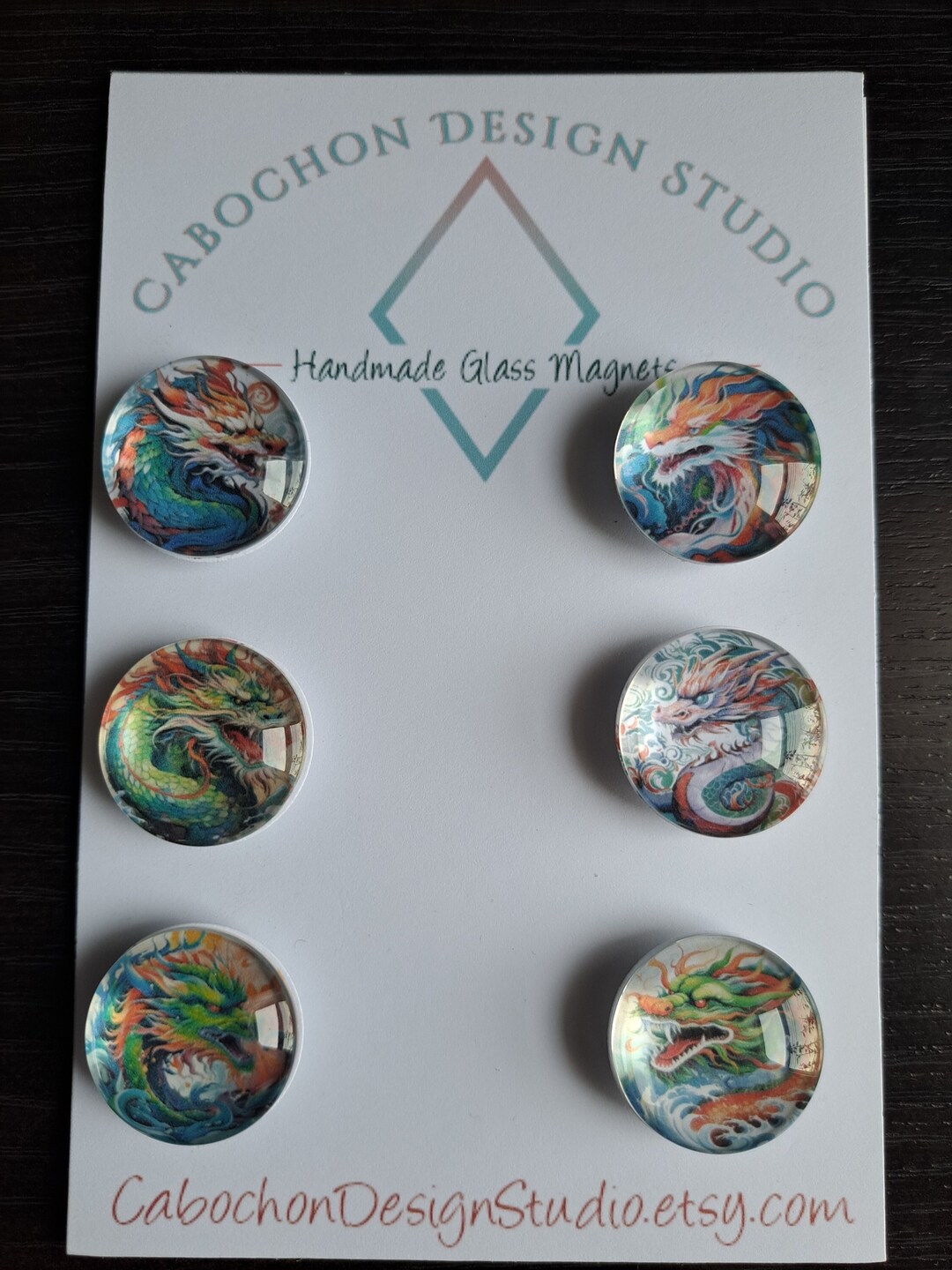 Chinese Dragon Magnets, Necklace, Bookmark, Button Pin, Glass, Cabochon ...