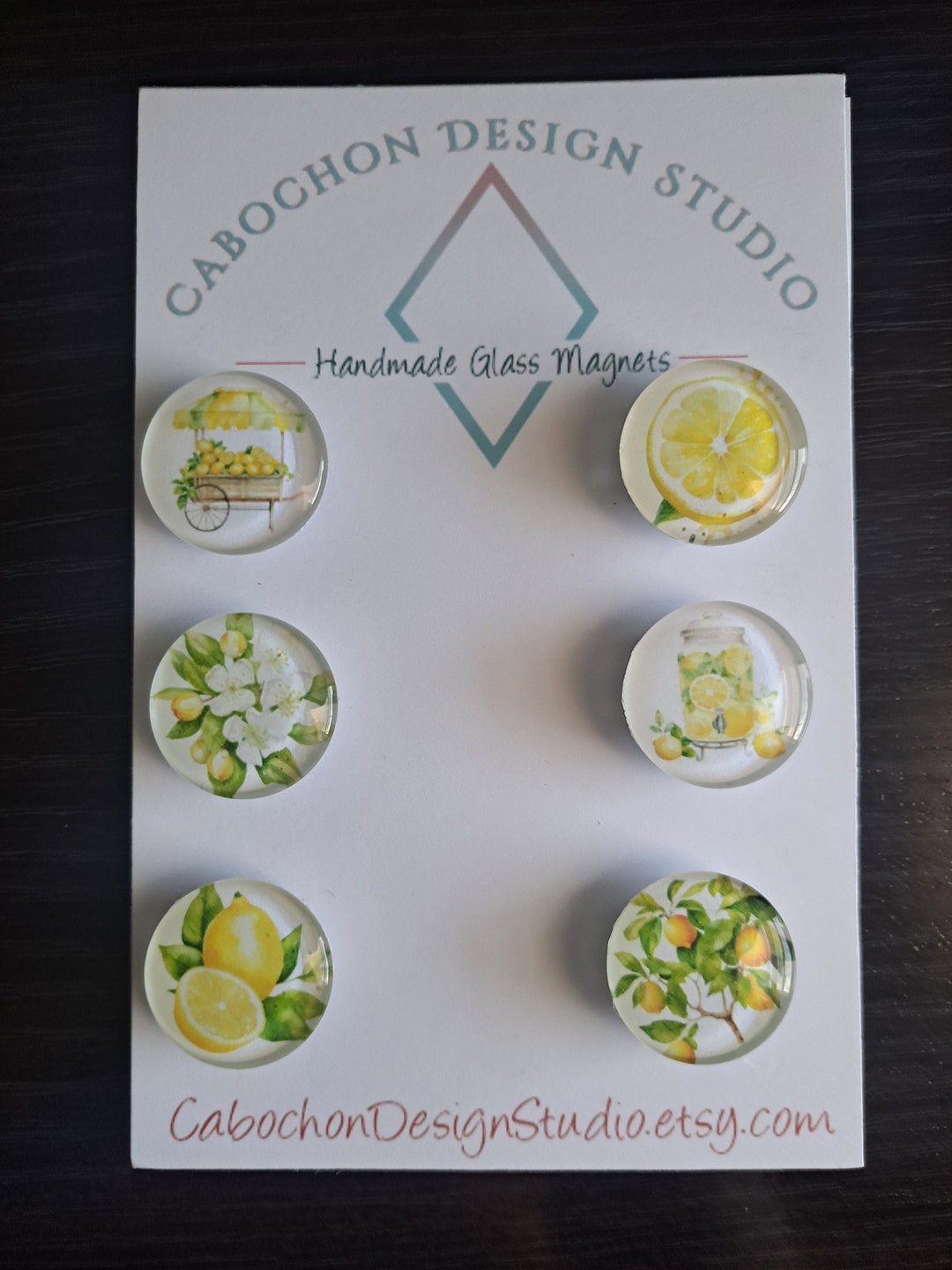 Lemon Magnets, Glass, 1-inch, 25mm, Cabochon, Fridge Magnets, Home ...