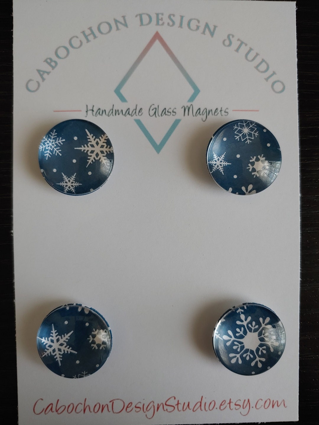 Dark Blue Snowflake Magnets, Glass Cabochon, Fridge Magnets, Home Decor ...