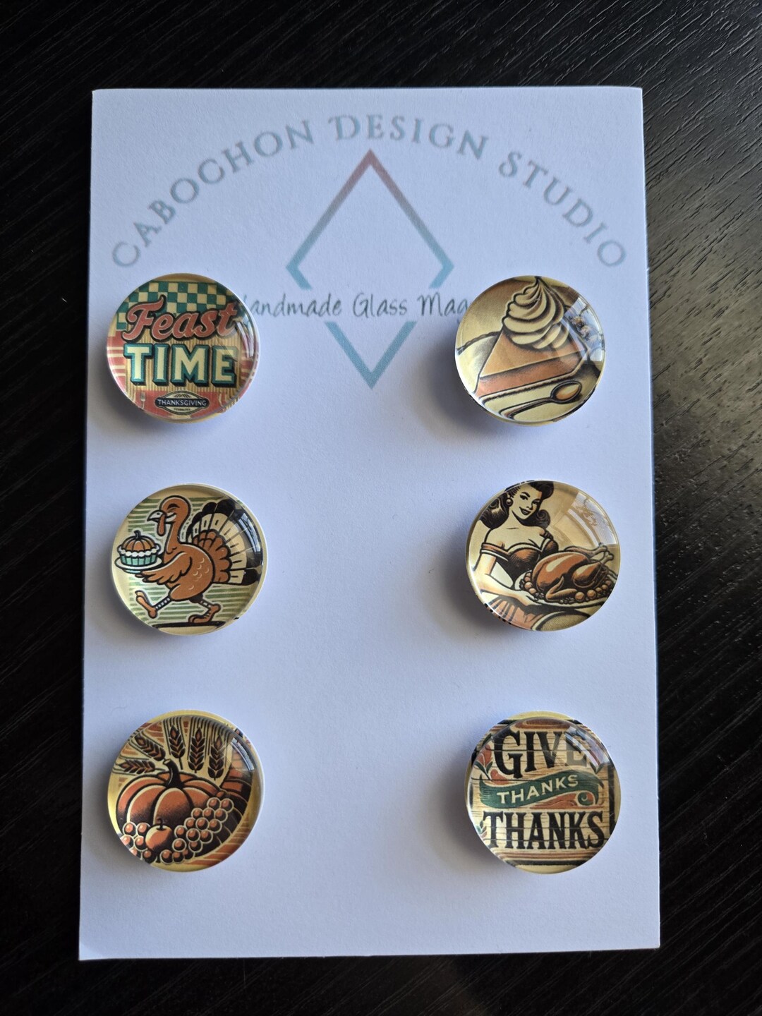 Retro Thanksgiving Magnets, Glass, Cabochon, Fridge Magnets, Home Decor ...