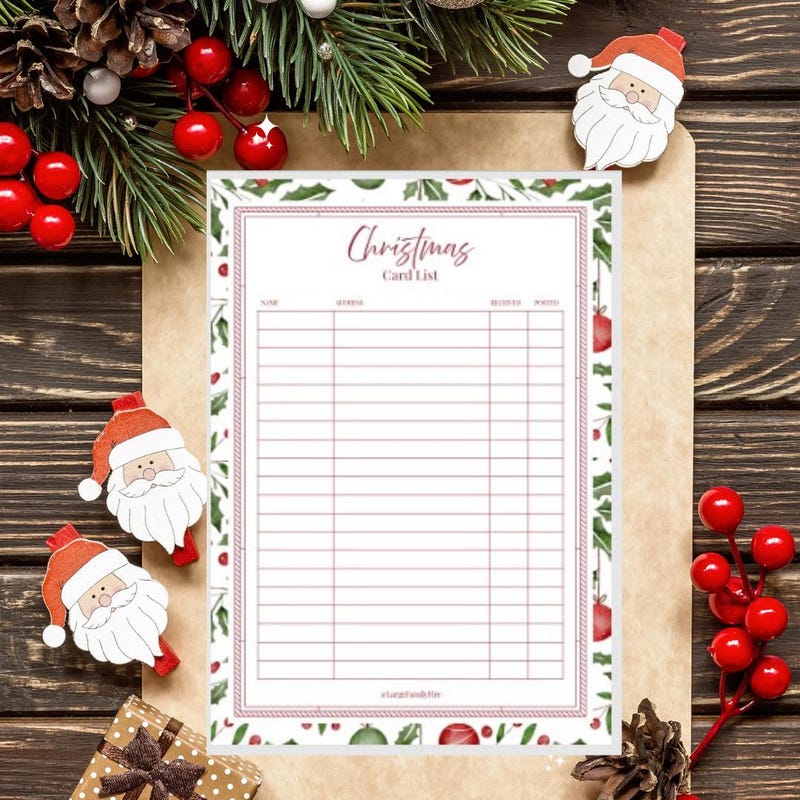 Christmas Card List | Printable Address List for Christmas Cards - Etsy UK