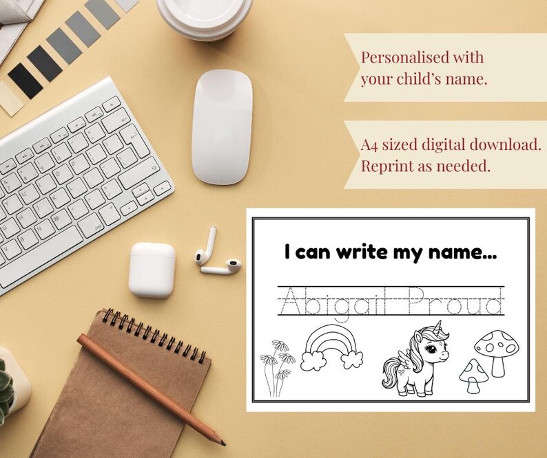 Personalised Name Tracing Sheet Custom Name Template A4 Printable PDF ...