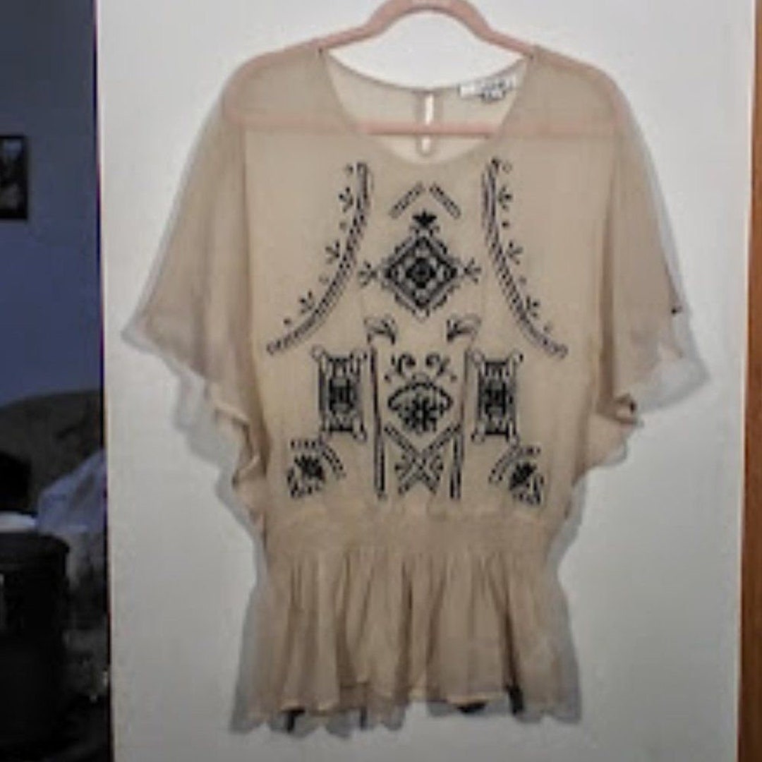 Forever 21 Embroirdered Retro Style Blouse Sz M - Etsy