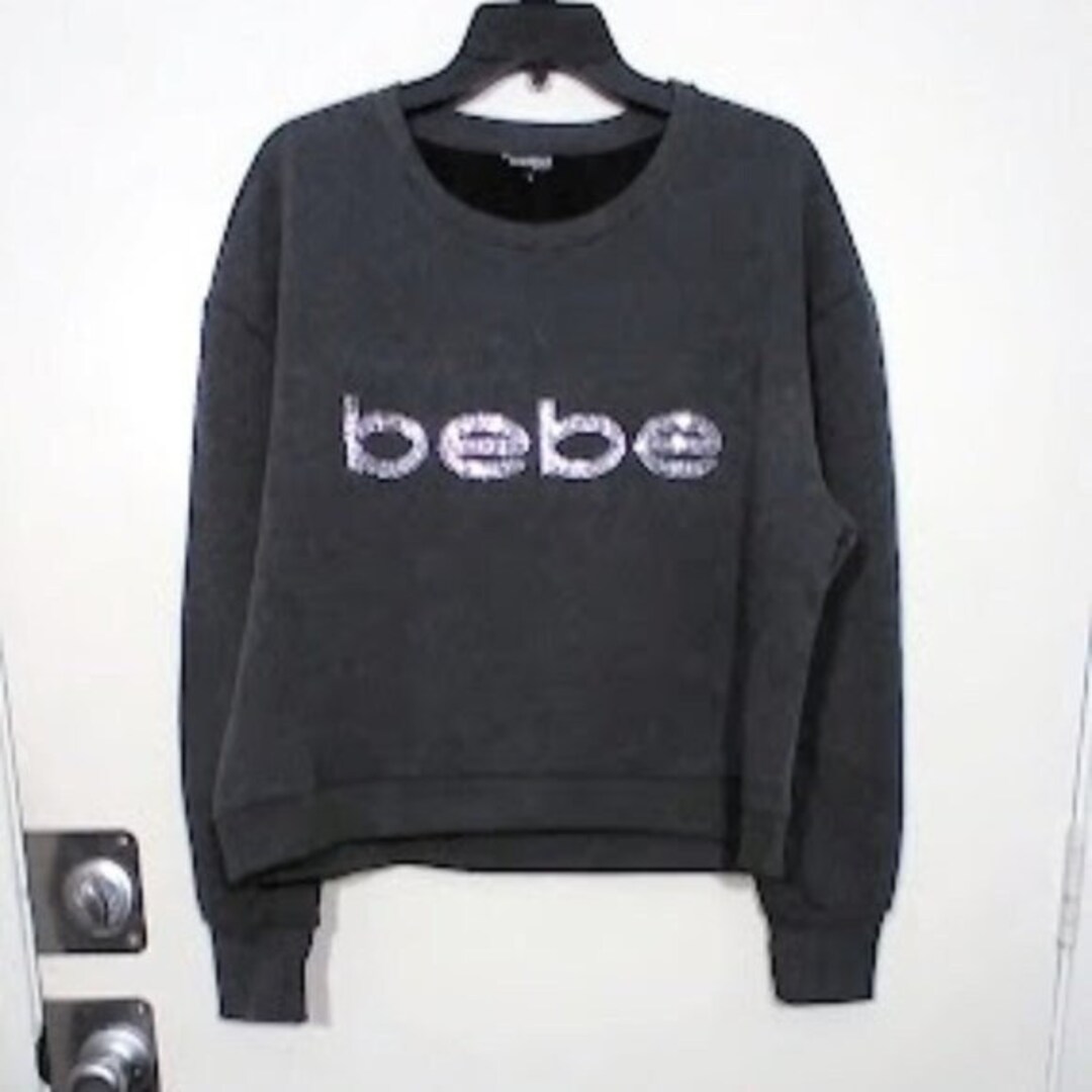 BEBE Embellished Signature Slightly Cropped Sweatshirt Size XL Color ...