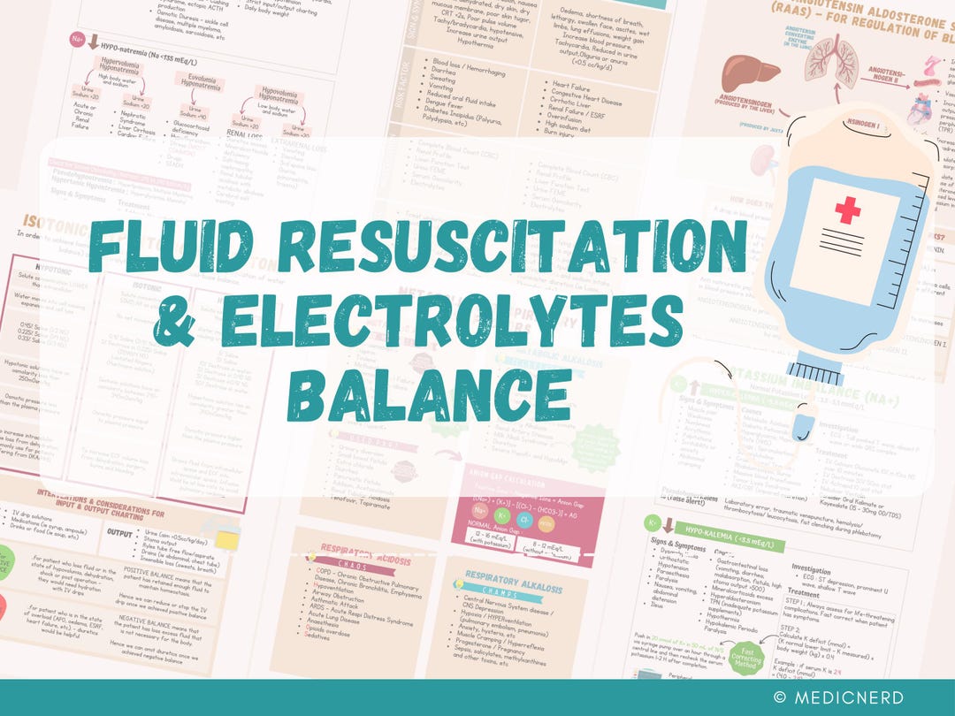 Fluids Resuscitation & Electrolyte Imbalances Study Guide | Nursing ...