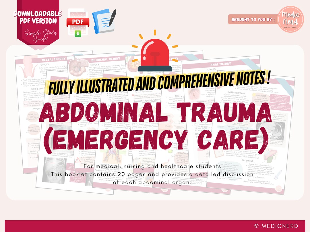 Abdominal Trauma Emergency Care Guide Note Nursing Student Medsurgical ...