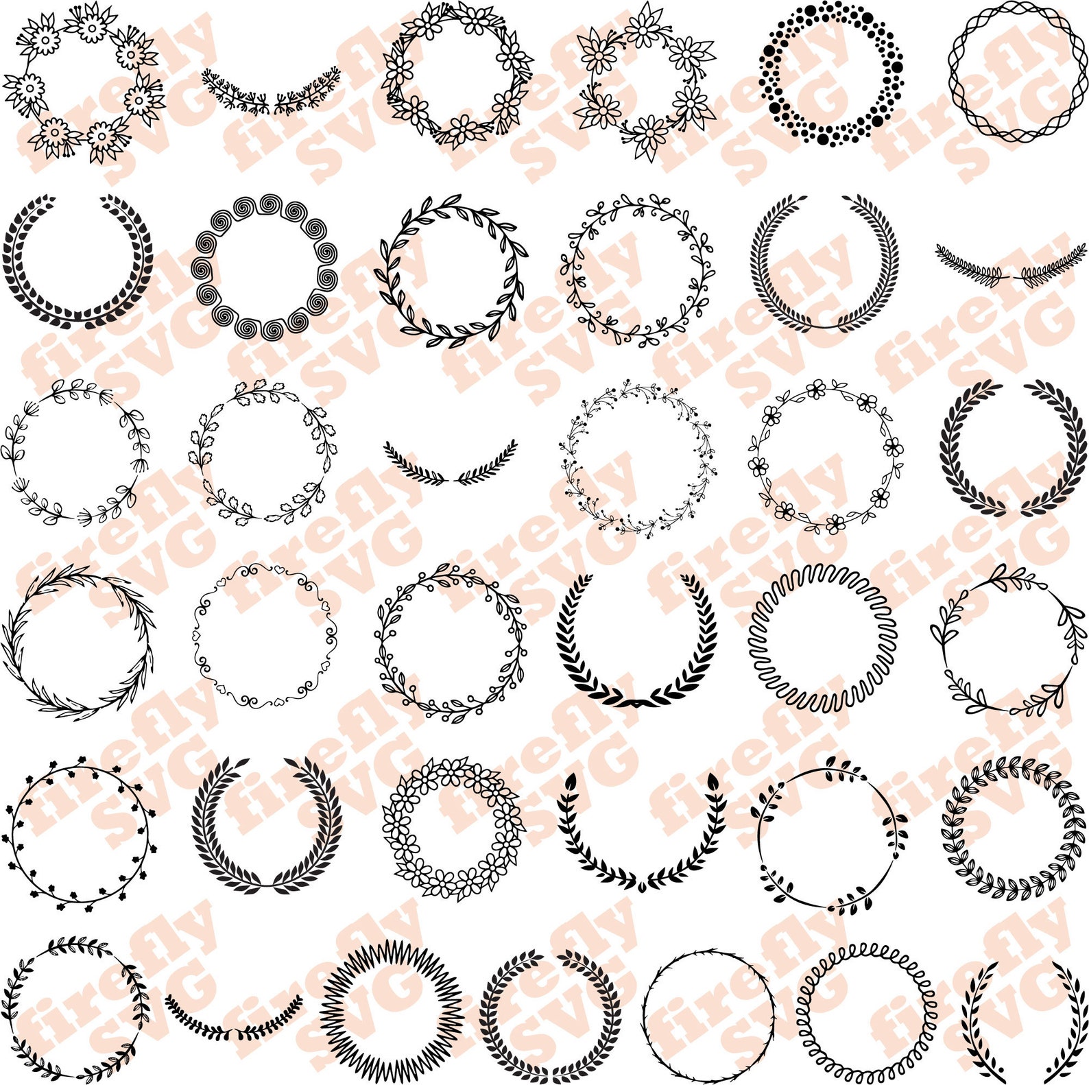 Wreath SVG Bundle, Floral Wreath Svg, Svg Files for Cricut, Circle ...
