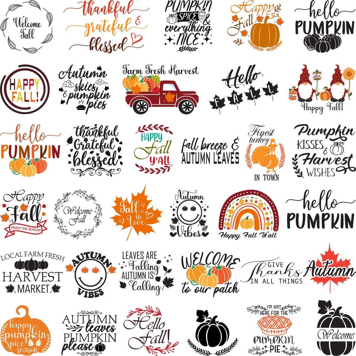 Fall SVG Bundle Fall Svg Happy Fall Svg Autumn Svg - Etsy