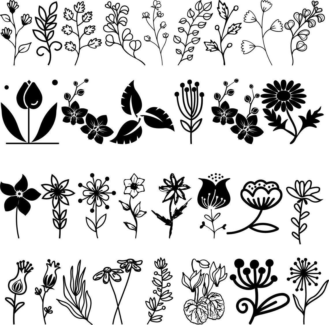 Wildflower Svg Bundle Botanical Svg Plant Svg Flower Svg Wildflowers