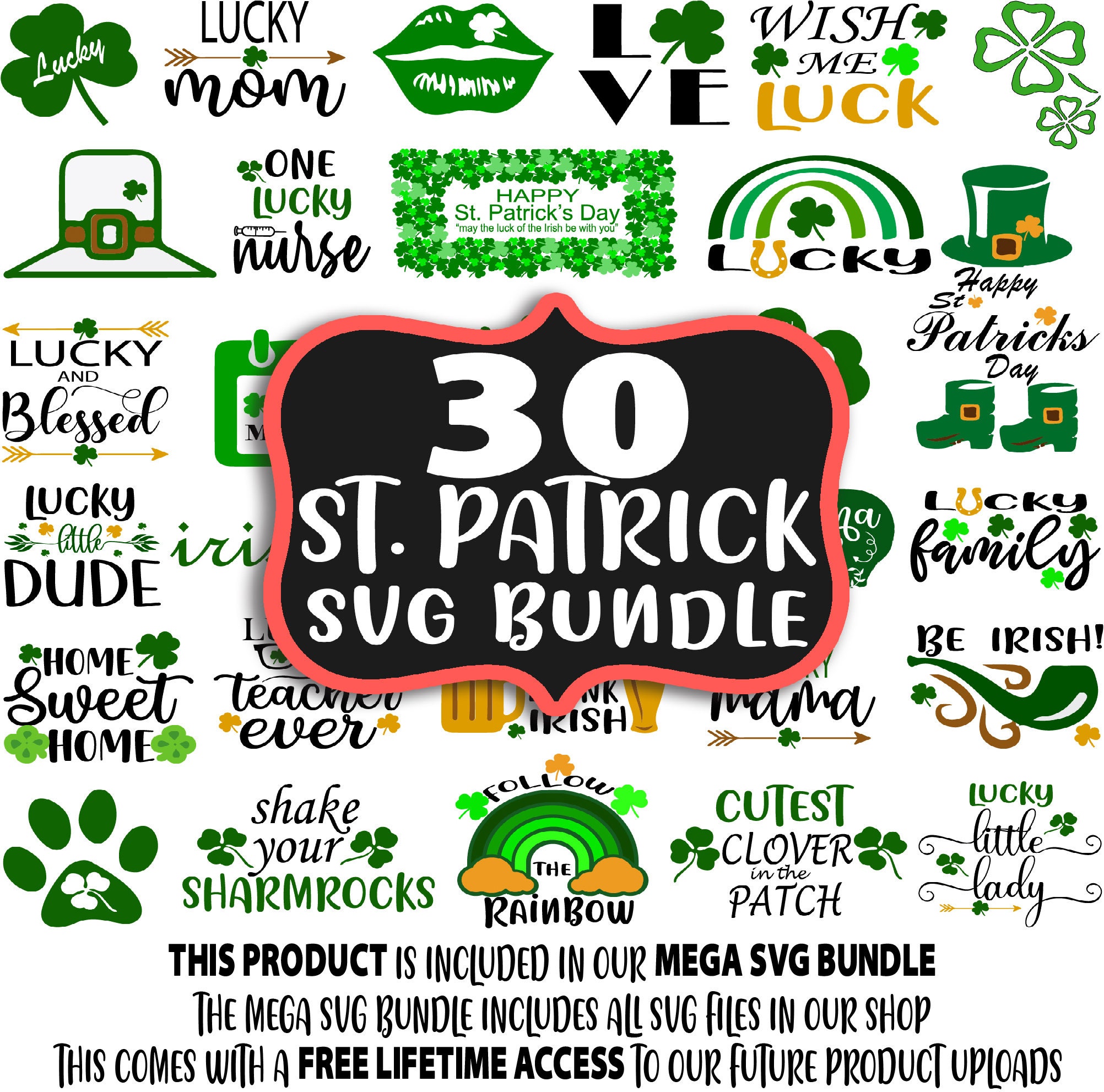 St Patricks SVG Bundle, Shamrock Svg, Clover Svg, Irish Svg, Lucky Svg ...