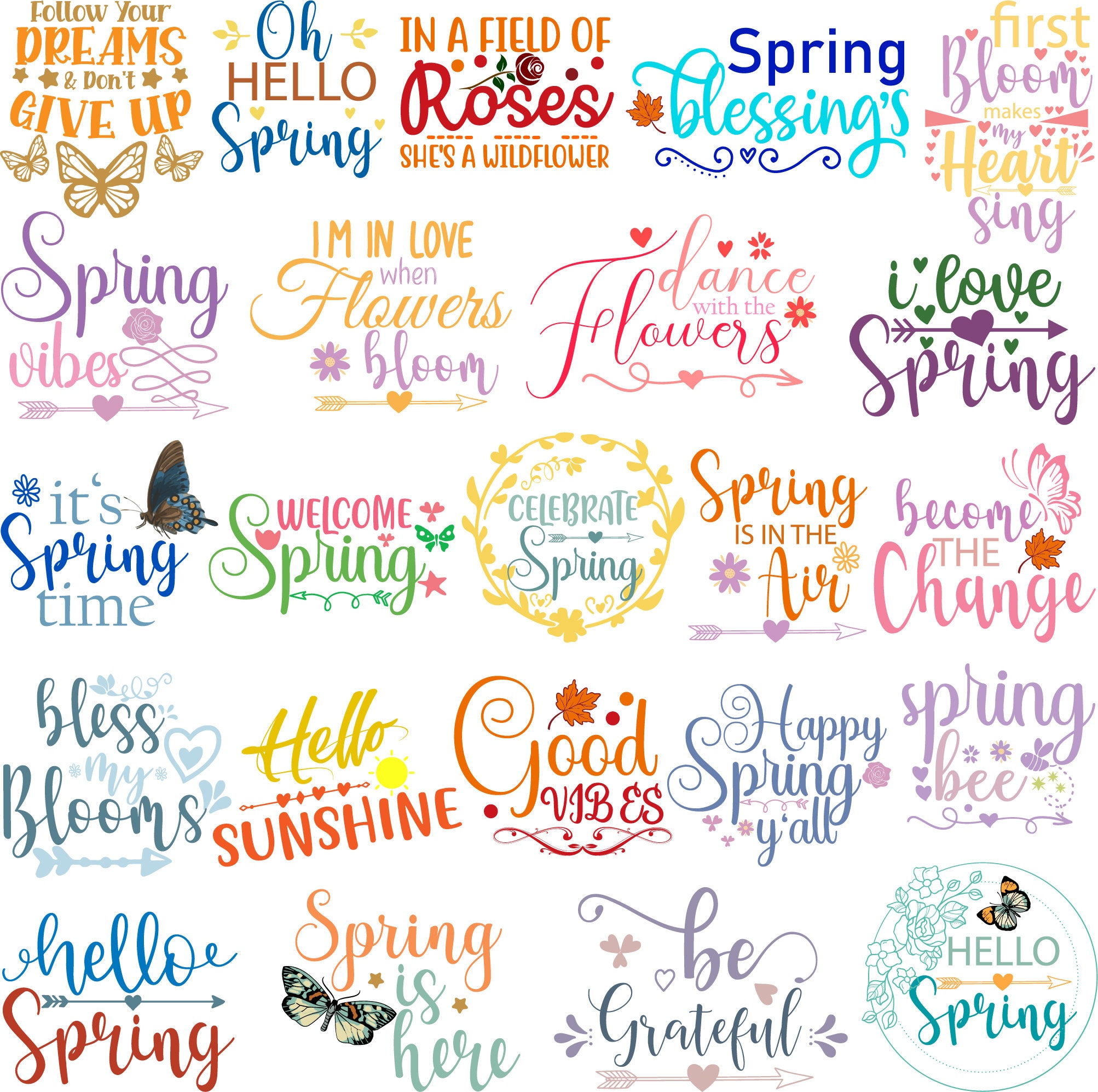 Spring SVG Bundle, Spring Quotes Svg, Easter Svg, Welcome Spring Svg ...