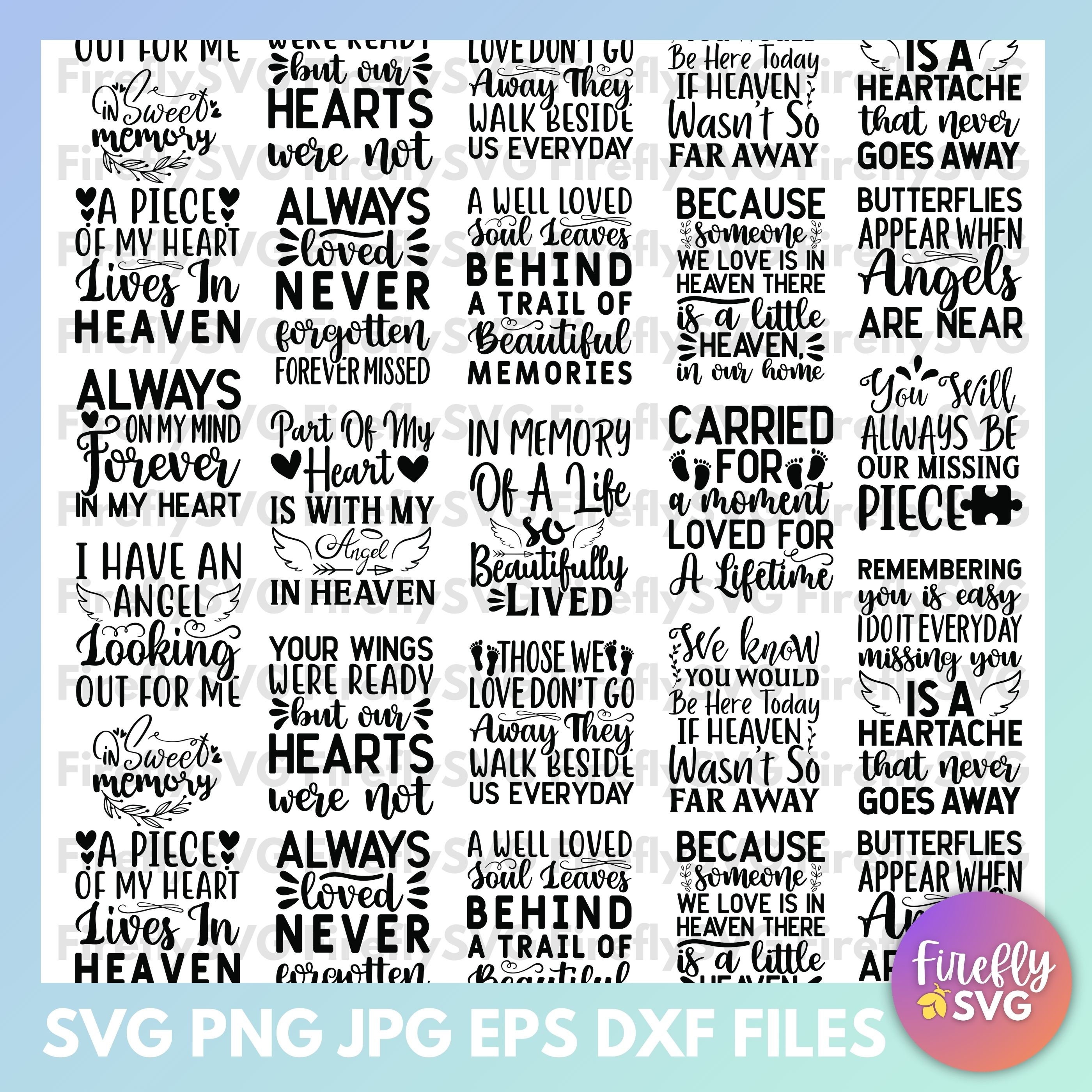20 Memorial SVG Bundle Memorial Quotes Svg Rest in Peace Svg Loving ...