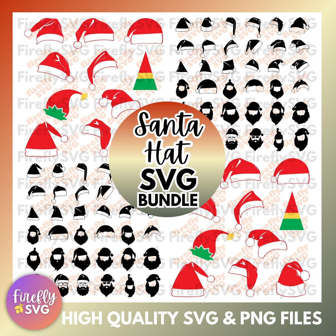 48 Christmas Hat SVG Bundle, Santa Hat Cut File, Santa Hat Svg, Xmas ...