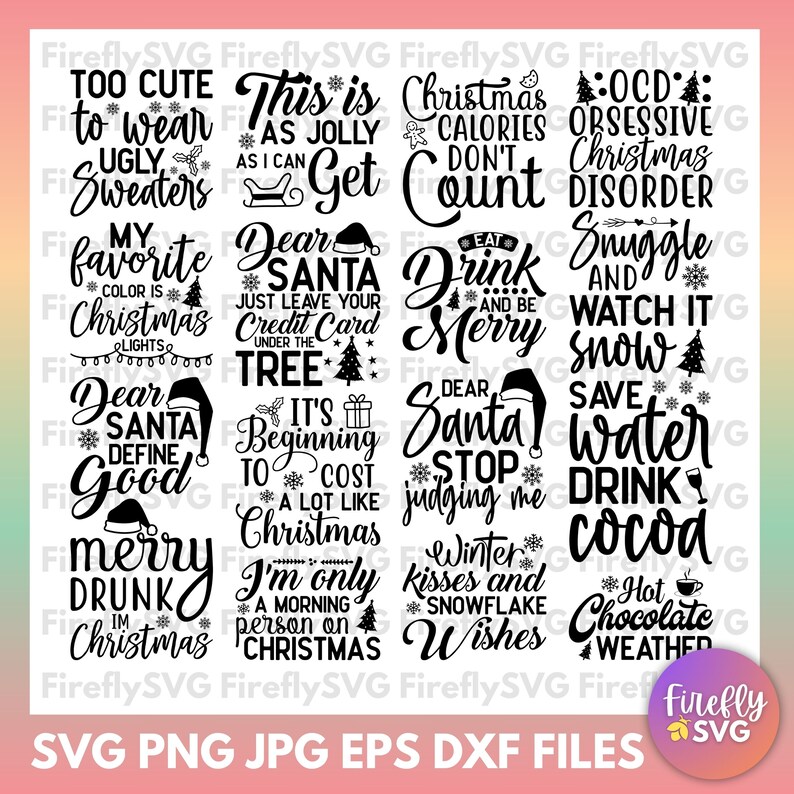 Funny Christmas SVG Bundle Sarcastic Christmas Sayings Sassy Quotes ...