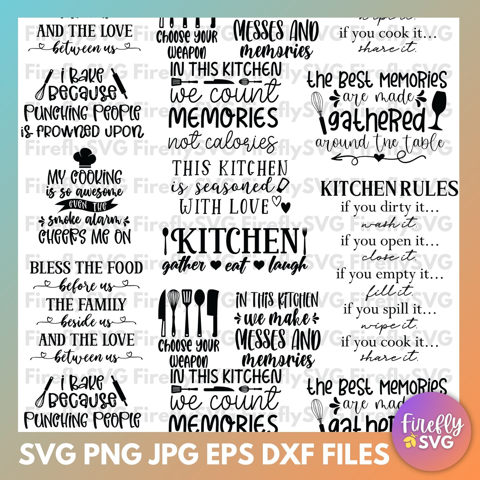 20 Kitchen SVG Bundle Cooking Svg Baking Svg Potholder Svg Kitchen Cut ...