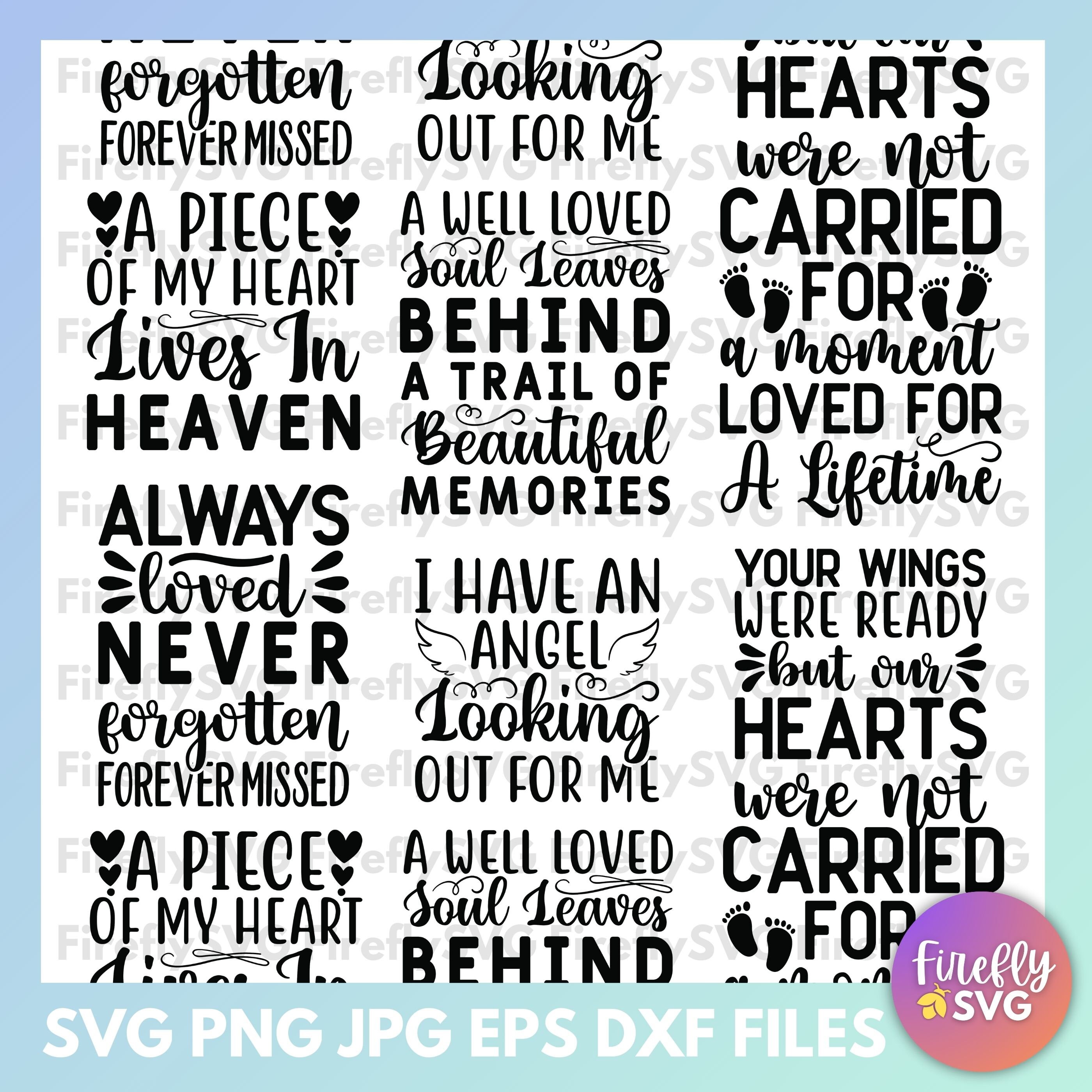 20 Memorial SVG Bundle Memorial Quotes Svg Rest in Peace Svg Loving ...