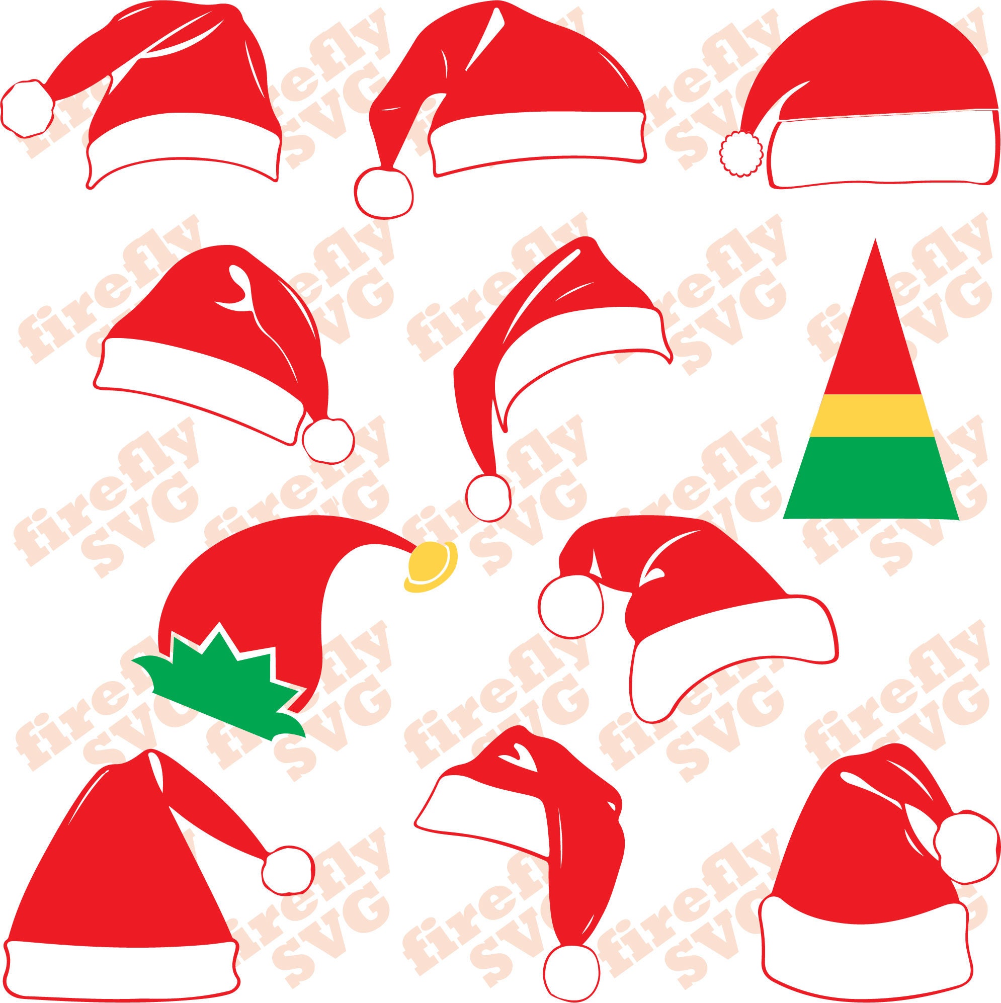 Christmas Hat SVG Bundle, Santa Hat Cut File, Santa Hat Svg, Xmas ...