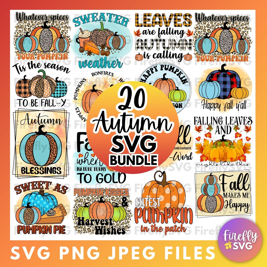 20 Fall SVG Bundle Falling Leaves Instant Download Digital Download ...