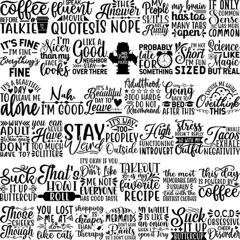 Sarcastic Svg Bundle Funny Quotes Svg Sarcasm Svg Sassy Svg Funny