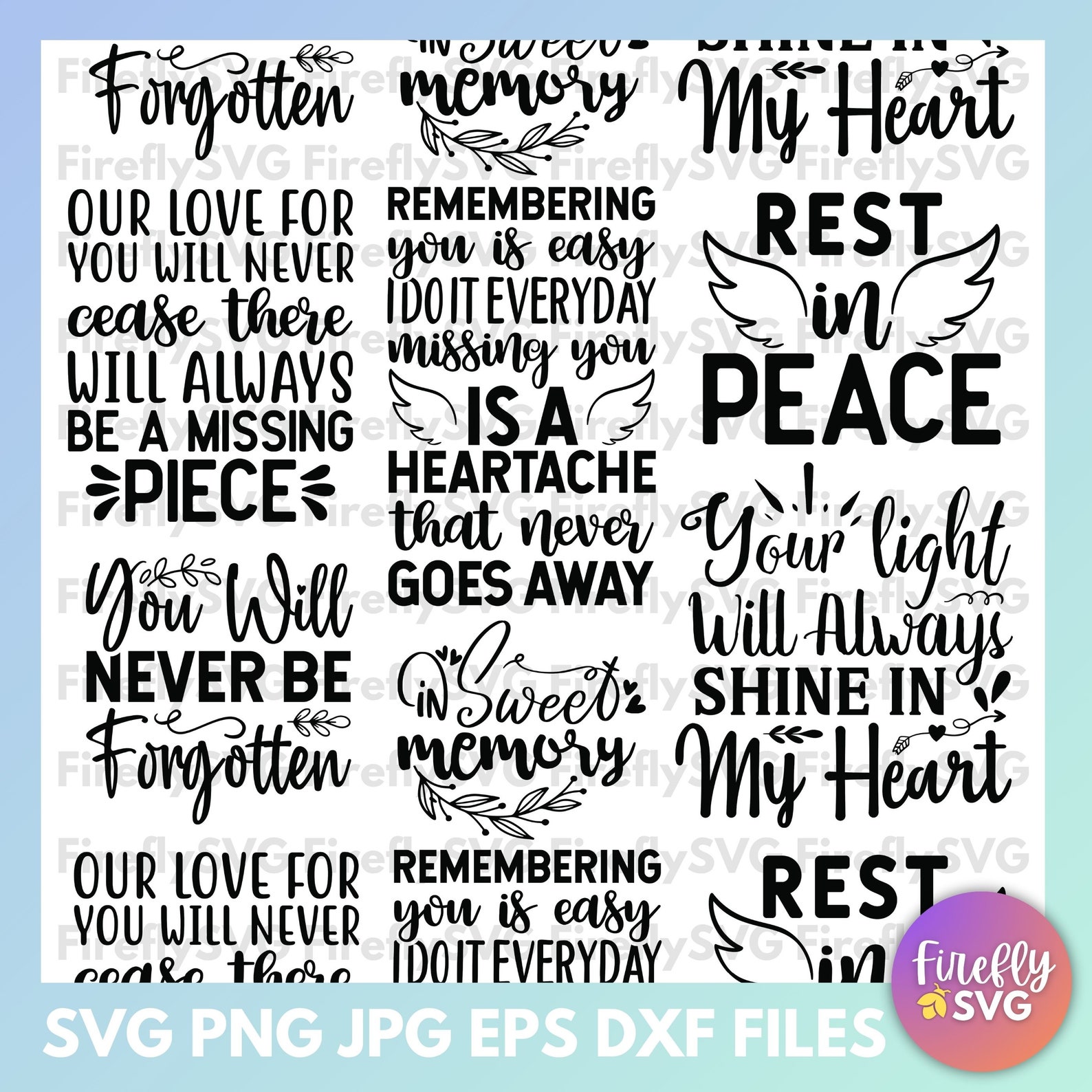 20 Memorial SVG Bundle Memorial Quotes Svg Rest in Peace Svg Loving ...