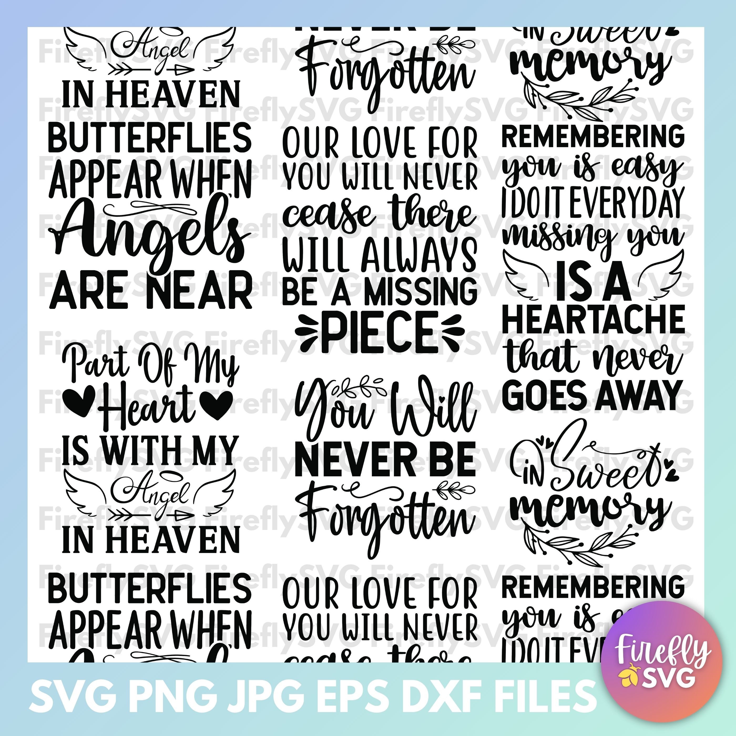 20 Memorial SVG Bundle Memorial Quotes Svg Rest in Peace Svg Loving ...