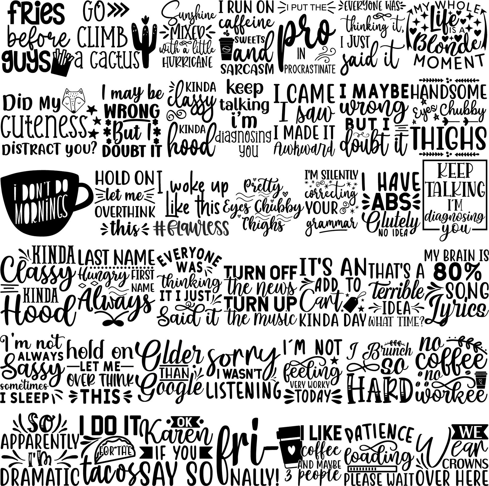 Sarcastic Svg Bundle Funny Quotes Svg Sarcasm Svg Sassy Svg Funny