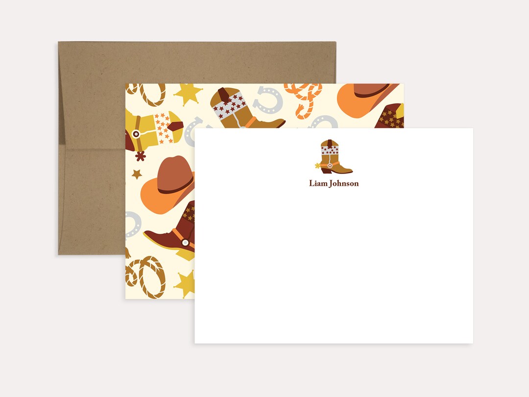 Cowboy Stationery Cards | Custom Western Cards | Personalized Notecard Set | Horse Stationery ...