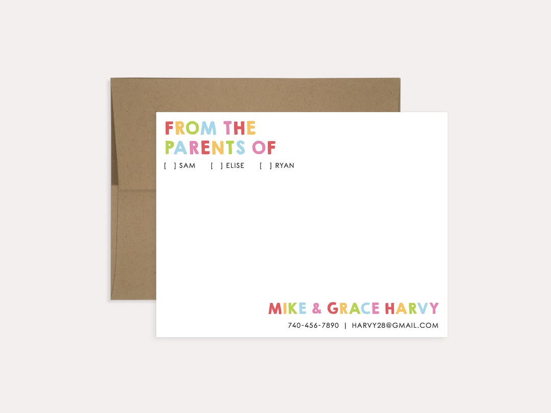 From the Parents of Personalized Stationary Cards Colorful Stationary ...