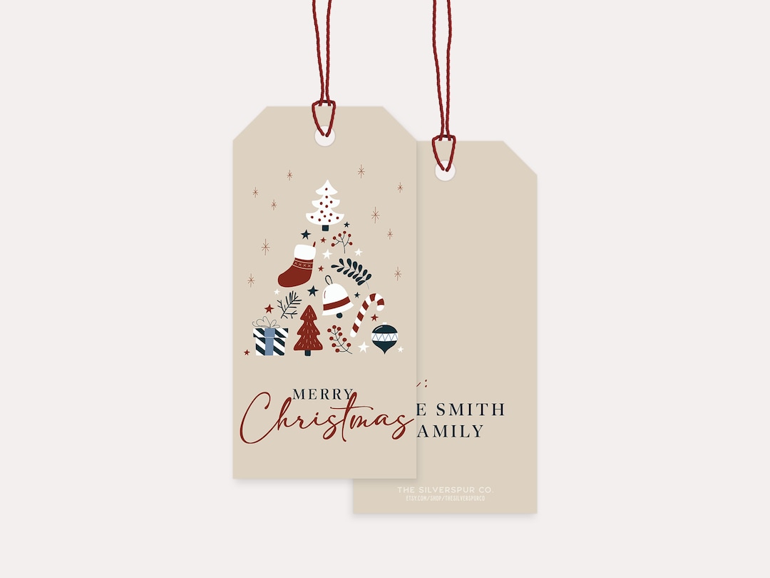 Santa Claus Tag | Personalized Simple Christmas Gift Tags | Festive ...