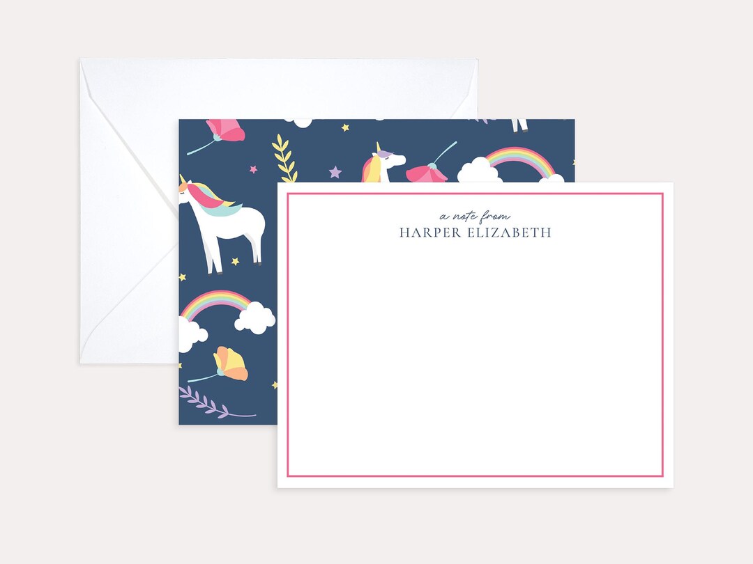 Custom Unicorn Card for Kids – Personalized Unicorn Note Card – Minimal ...