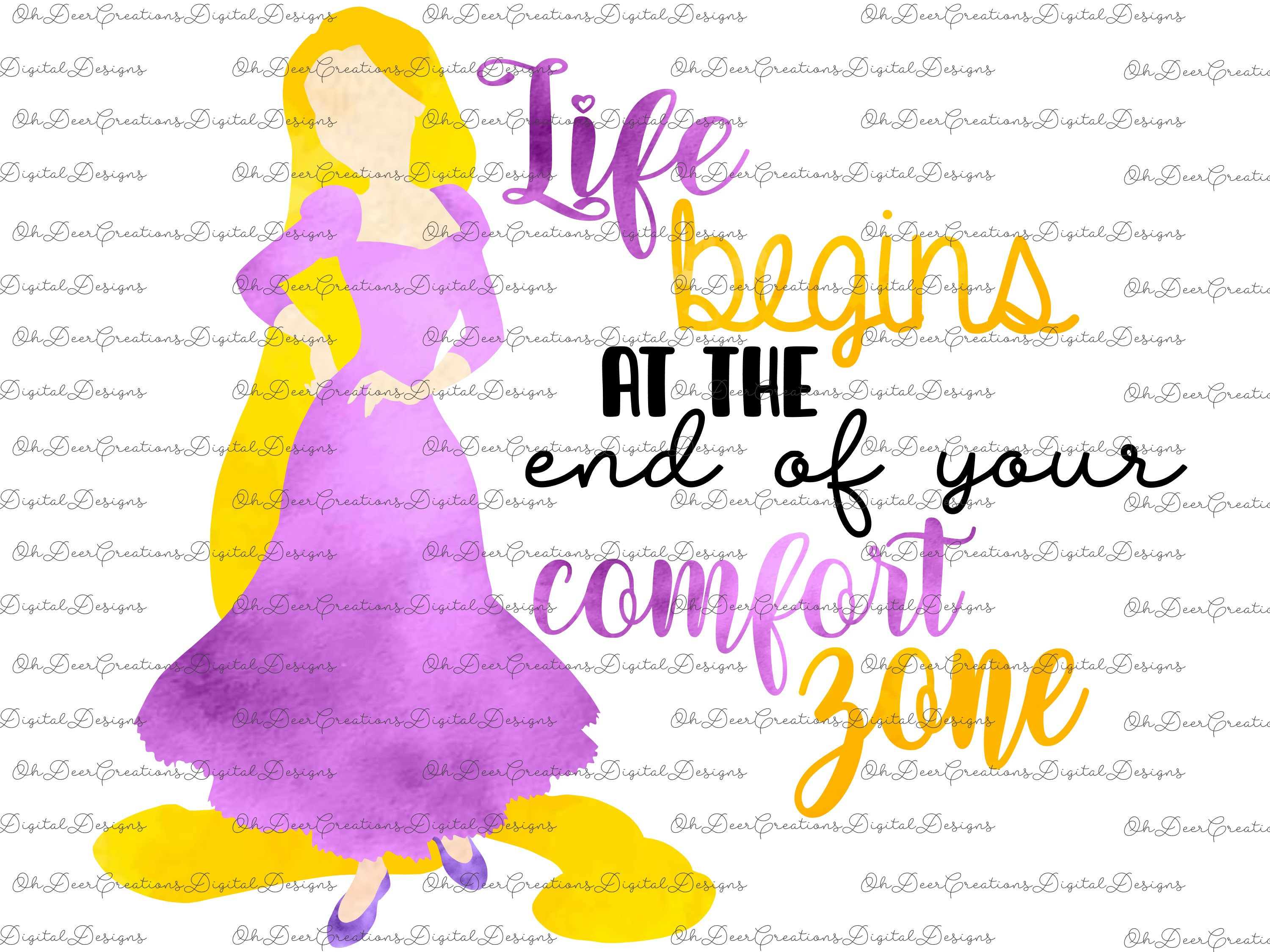 Rapunzel Tangled PNG Sublimation Design--princess Inspirational Quotes ...