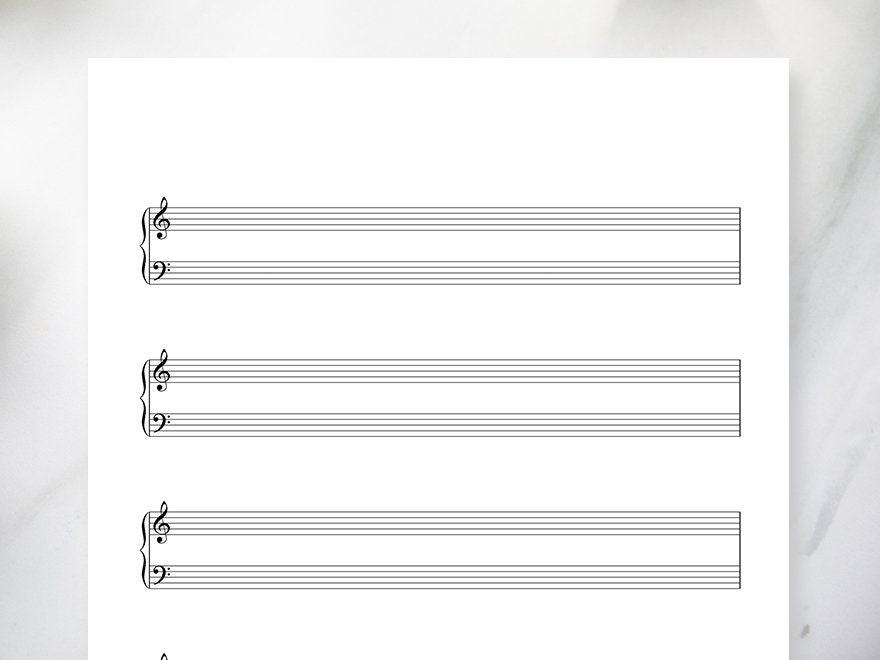 Blank Sheet Music Printable for Piano – Letter and A4 – Printable Music ...