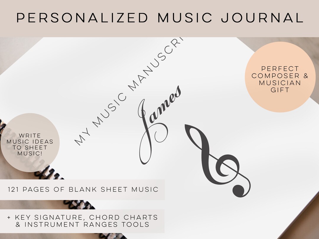 Personalized Music Gift - Custom Journal Notebook Personalised Blank ...
