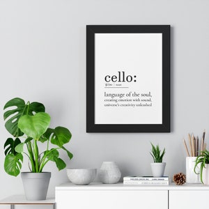 Cello Poster - Cello Wall Art Print Framed - Gift for Cellists - Etsy