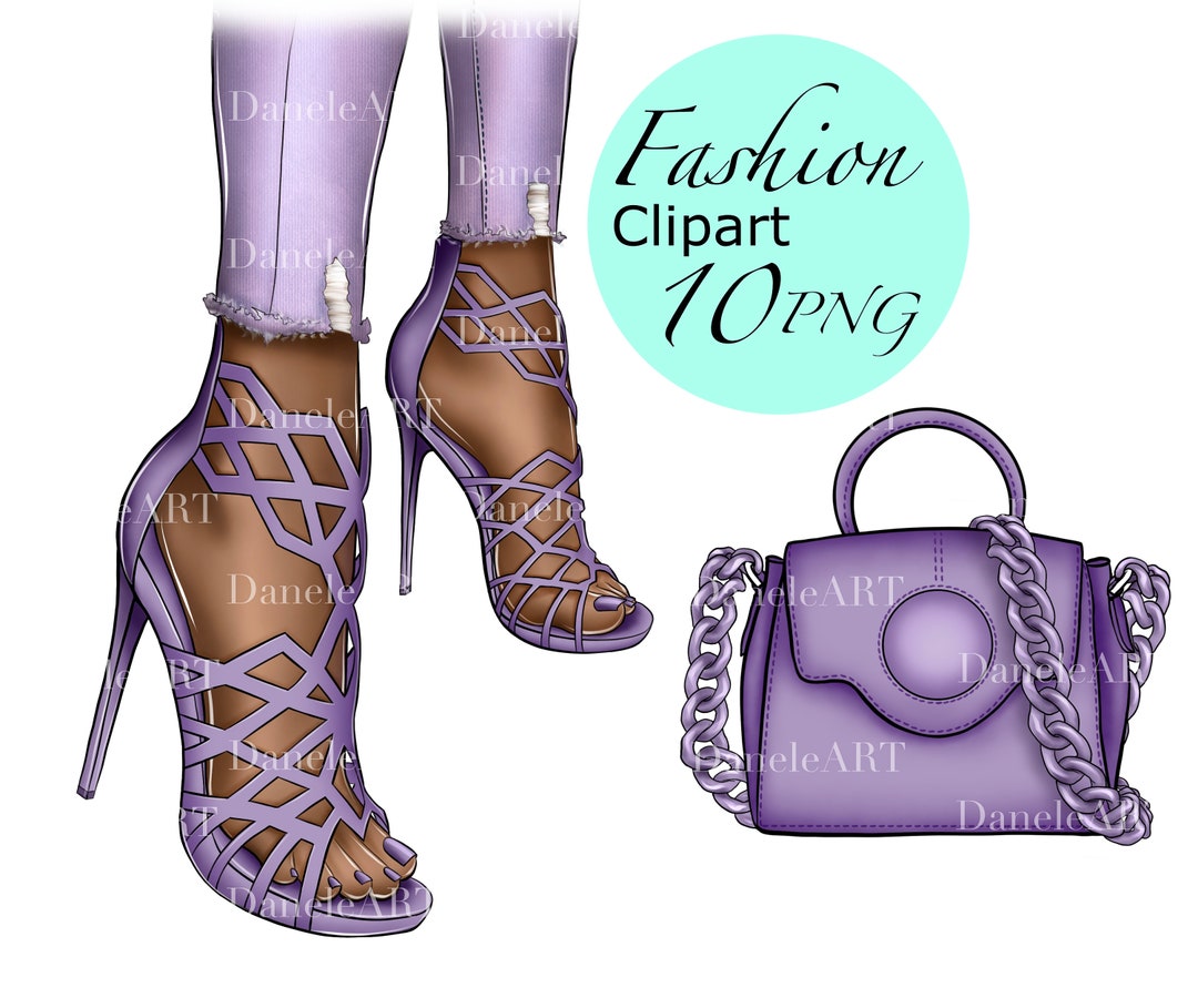 Fashion Clipart Set Bag, Shoes, Backpack, Purse, Designer Illustration ...