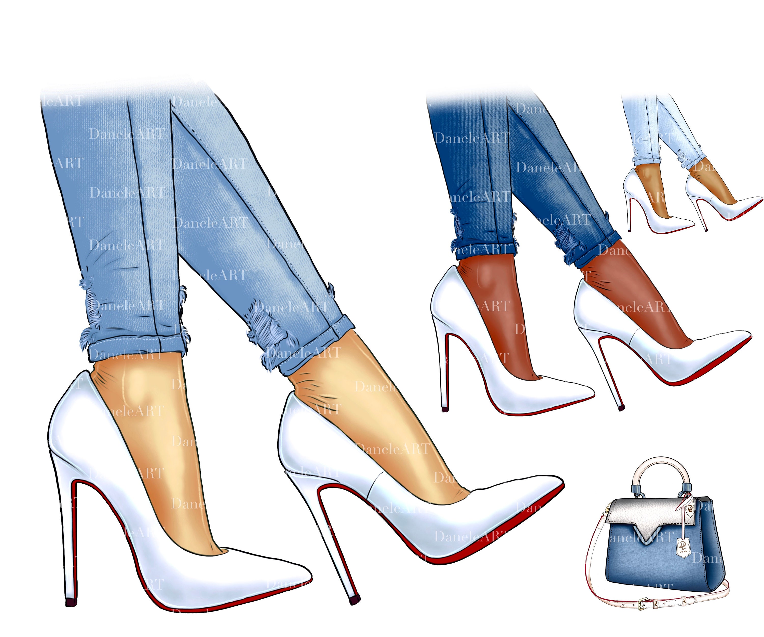Fashion Clipart Set - Bag, Shoes, Backpack, Purse, Designer ...