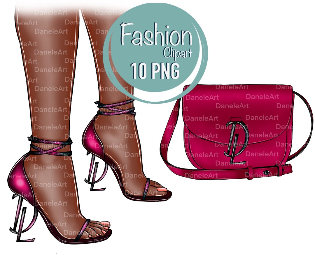 Fashion Clipart Set Bag, Shoes, Backpack, Purse, Designer Illustration ...